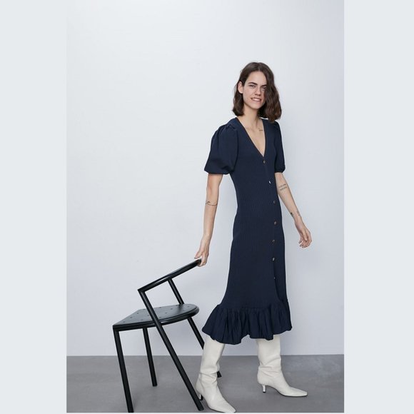 Zara | Dresses | Zara Ribbed Midi Dress | Poshmark